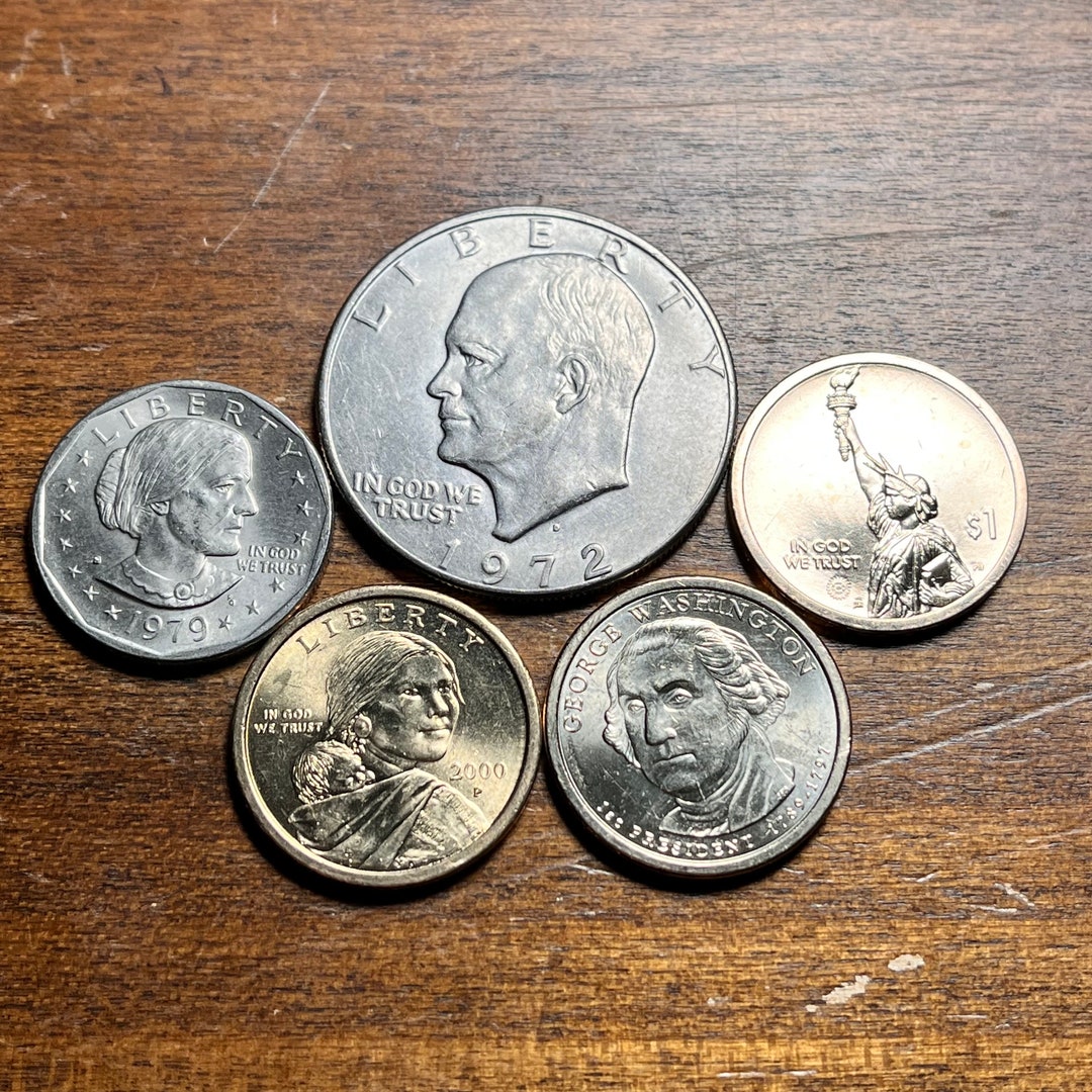 U.S. Dollar 5-coin Samplereisenhower, Anthony, Sacagawea, Presidential ...