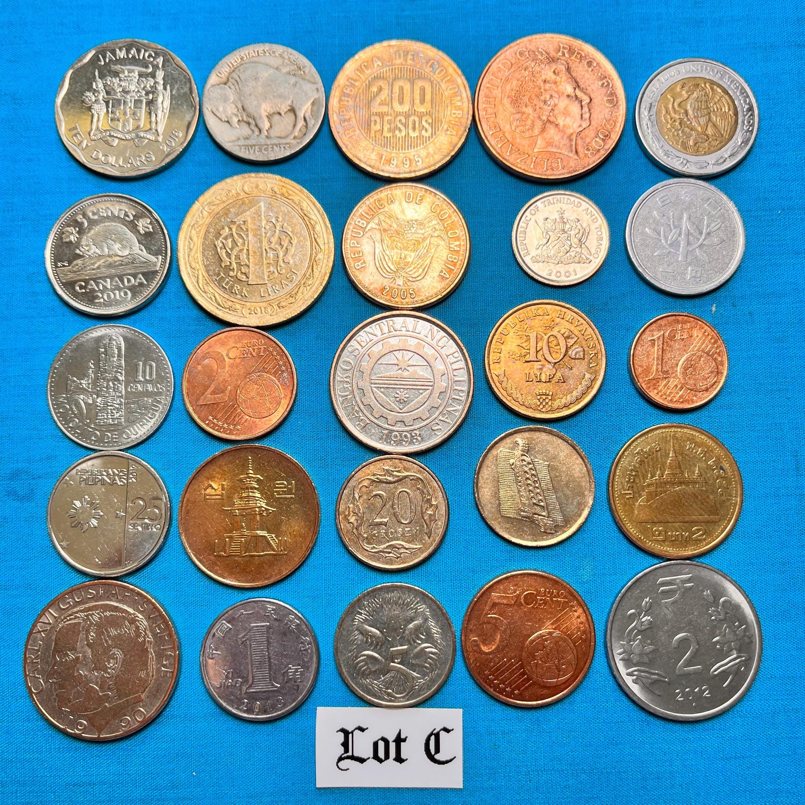 25 World Coins From 25 DIFFERENT Countries in a Drawstring Pouch—choose ...