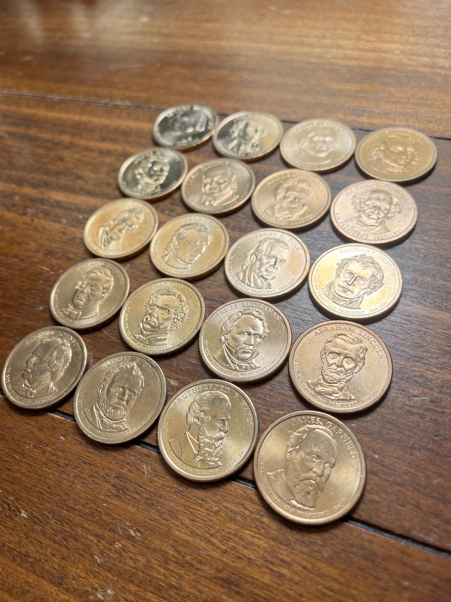 U.S. PRESIDENTS Golden Dollar Coin Collection (1st Thru 20th) in Gift ...