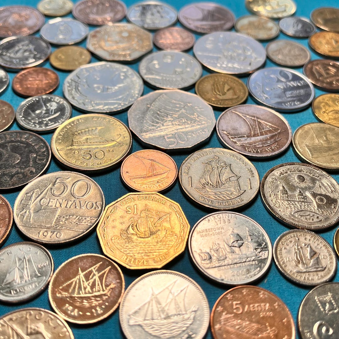 20 Unique Nautical/ship/boat-themed Coin Set in a Drawstring Pouch With ...