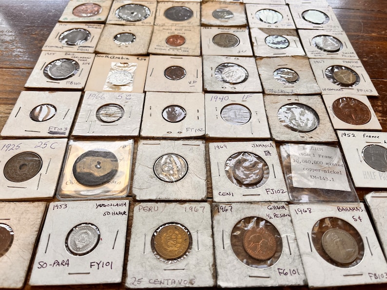 Random, VINTAGE, Carded/labeled World Coins—choose How Many/limited ...