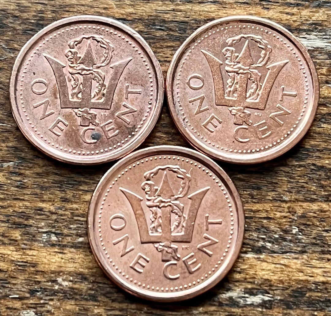 Trios of Tropical Barbados/barbadian Vintage TRIDENT Cent Coinslimited ...