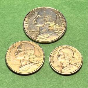 FRENCH Republic 21st Century GOLDEN Coin Trio (5/10/20 Centimes ...