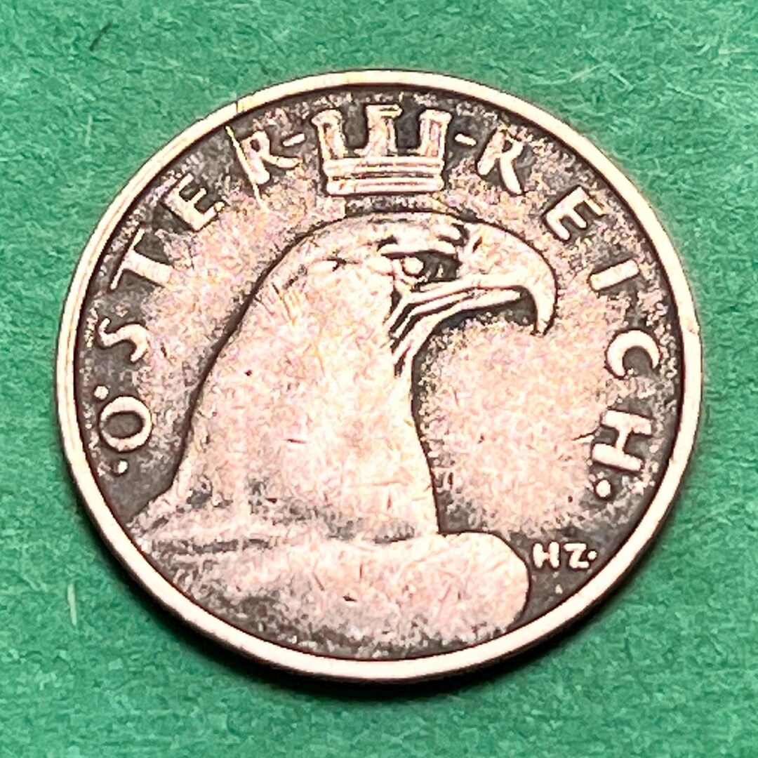First Austrian Republic 1928 1 Groschen Bronze Coin Featuring Crowned ...