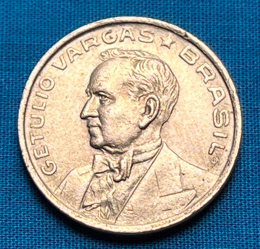 FIRST YEAR (1943) Issue Brazilian 50 Centavos WWII Era Coin Depicting ...