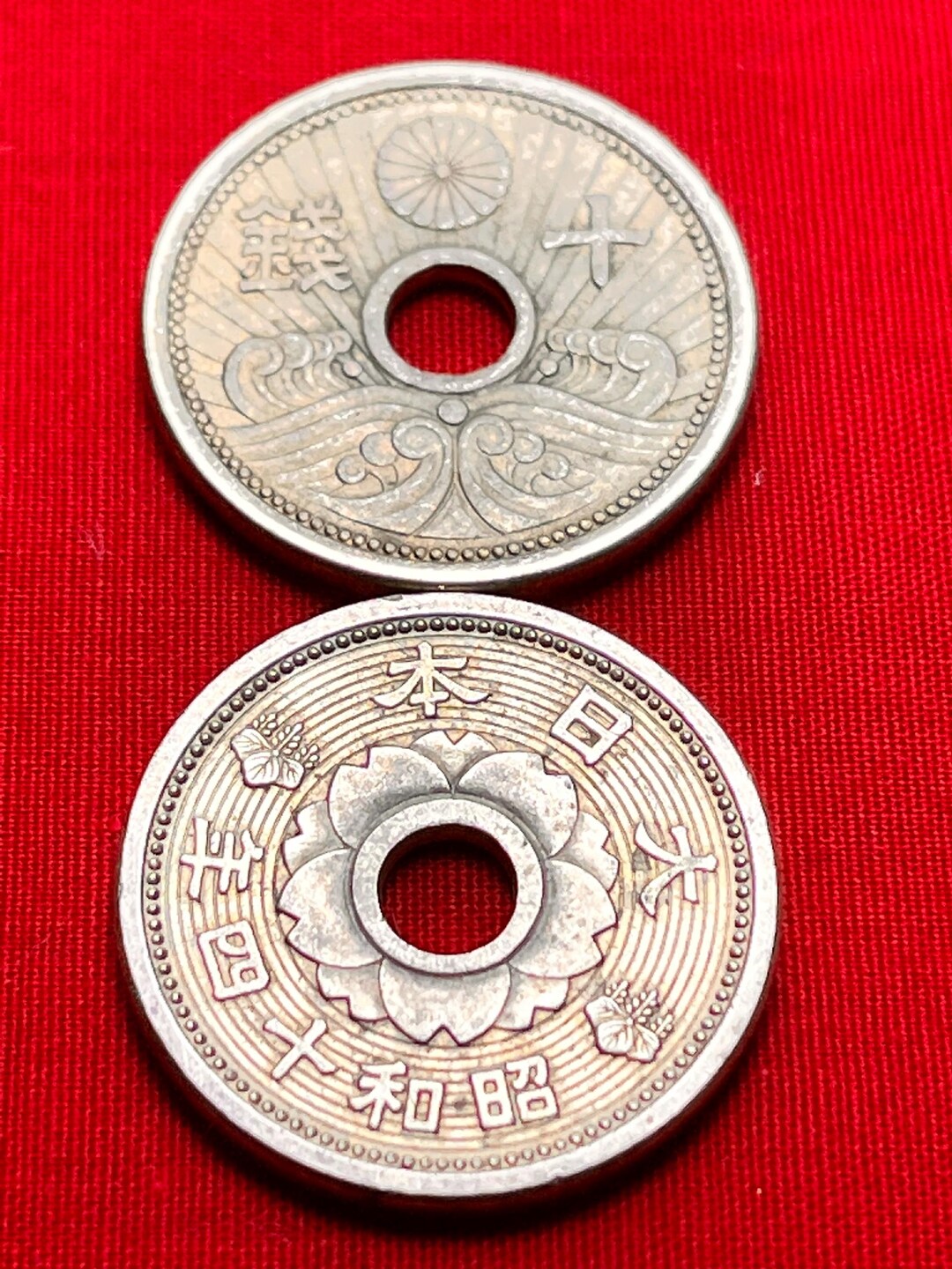 One JAPANESE 1938-1940 Holed 10 Sen Coin Featuring Imperial ...