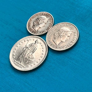 SWITZERLAND Vintage Coin Trio—5/10 Rappen and 1 SWISS Frank—high Grade ...