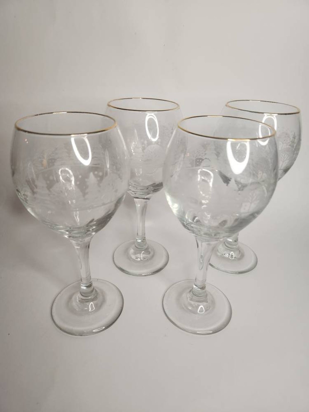 Vintage Libby Etched Winter Scene Glasses - Etsy