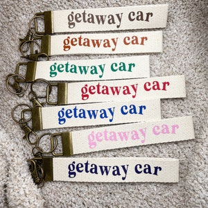 Personalized Getaway Car Keychain: Handmade Cotton Wristlet, Bronze ...