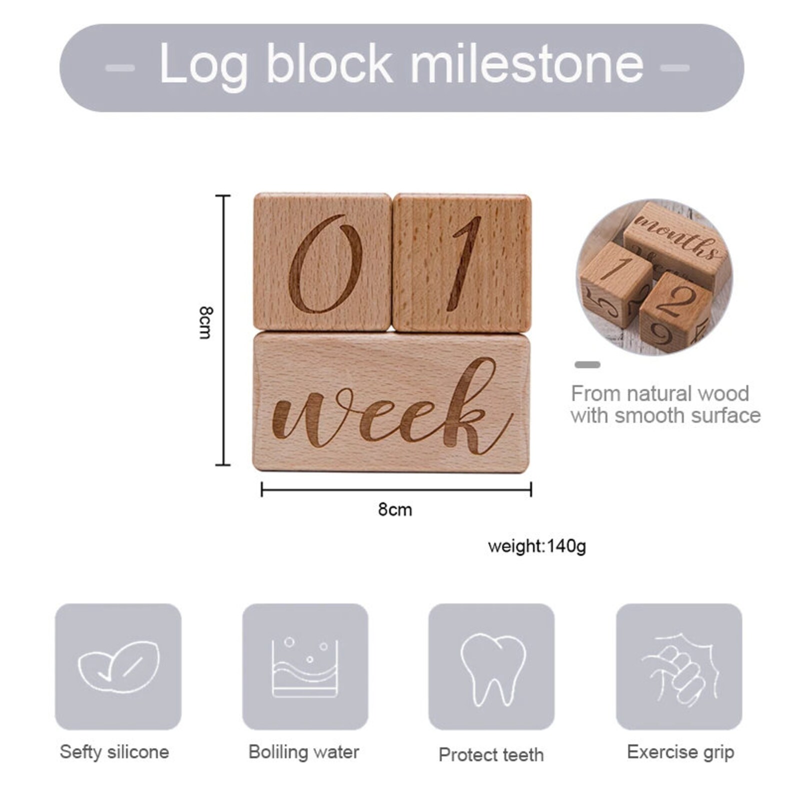 Baby Milestone Blocks Pregnancy Countdown Baby Shower Gift Age Blocks ...