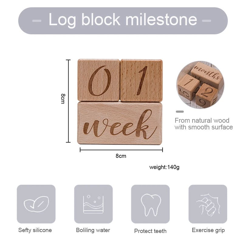 Baby Milestone Blocks Pregnancy Countdown Baby Shower Gift Age Blocks ...