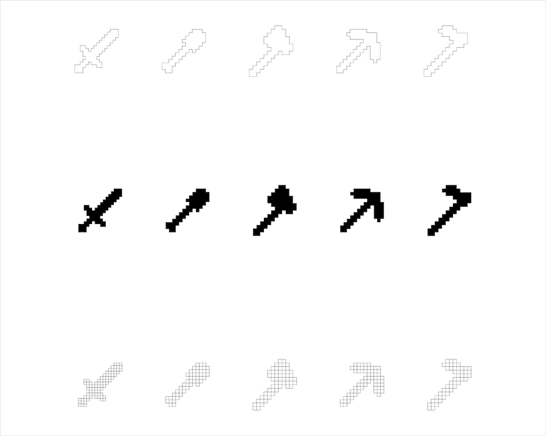 All Minecraft Tools Outline/silhouette SVG Vector Files for Cricut ...