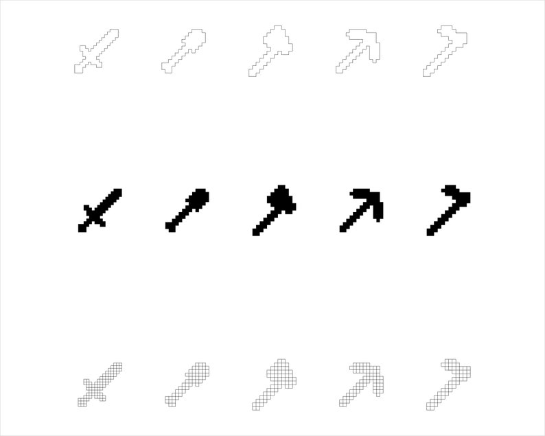 All Minecraft Tools Outline/silhouette SVG Vector Files for Cricut ...