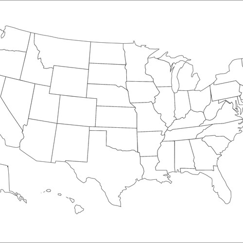United States of America All 50 State Outline SVG Vector Files - Etsy