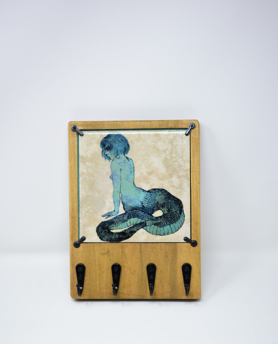 Fierce Rattlesnake Lamia Monster Girl Wood Key Rack for Wall With ...