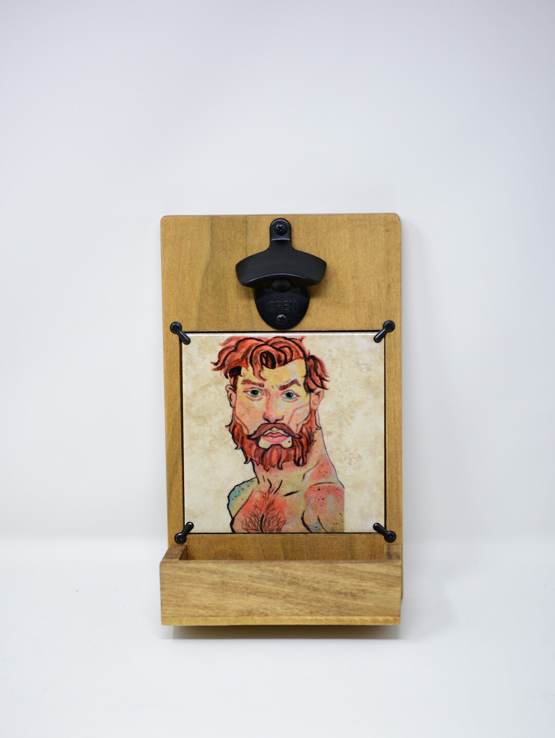 Devilish Rogue Bearded Man Wood Magnetic Wall-mounted Bottle - Etsy