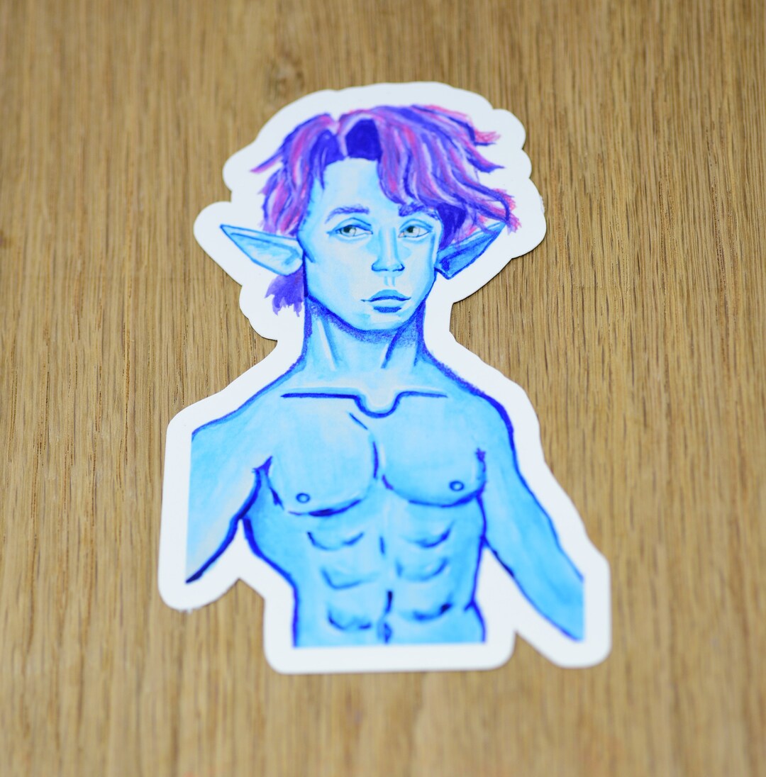 Brooding Shirtless Elf Fae Male Vinyl Sticker - Etsy