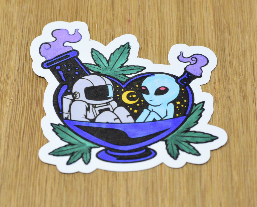Outer Space Alien Bong Vinyl Sticker, Weed Sticker, Joint Sticker ...