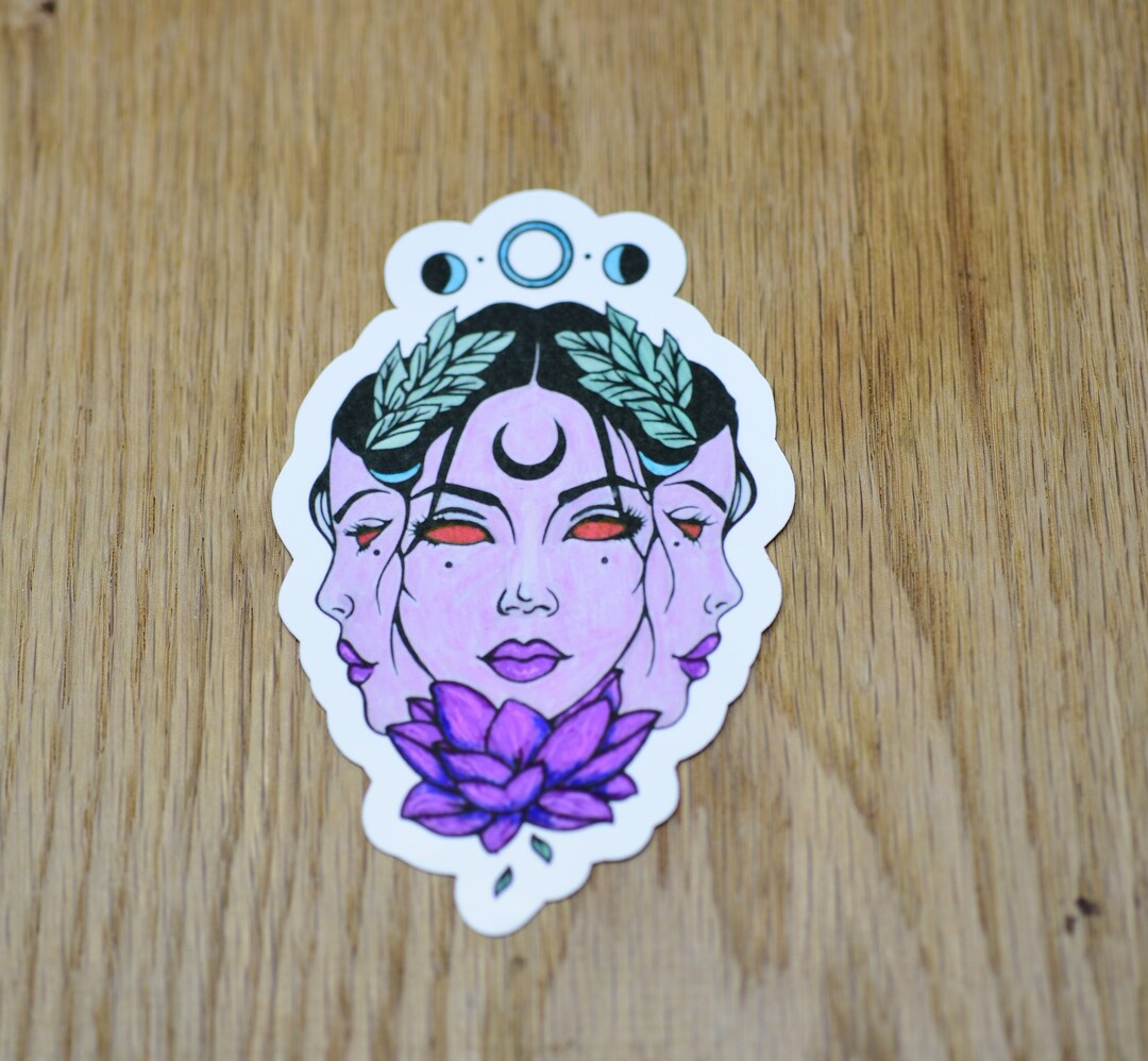 Three Faced Lunar Goddess Vinyl Sticker, Mythical Fantasy Sticker, Cool ...