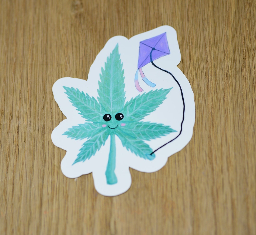 High as a Kite Weed Leaf Cannabis Stoner Vinyl Sticker, 420 Stickers ...