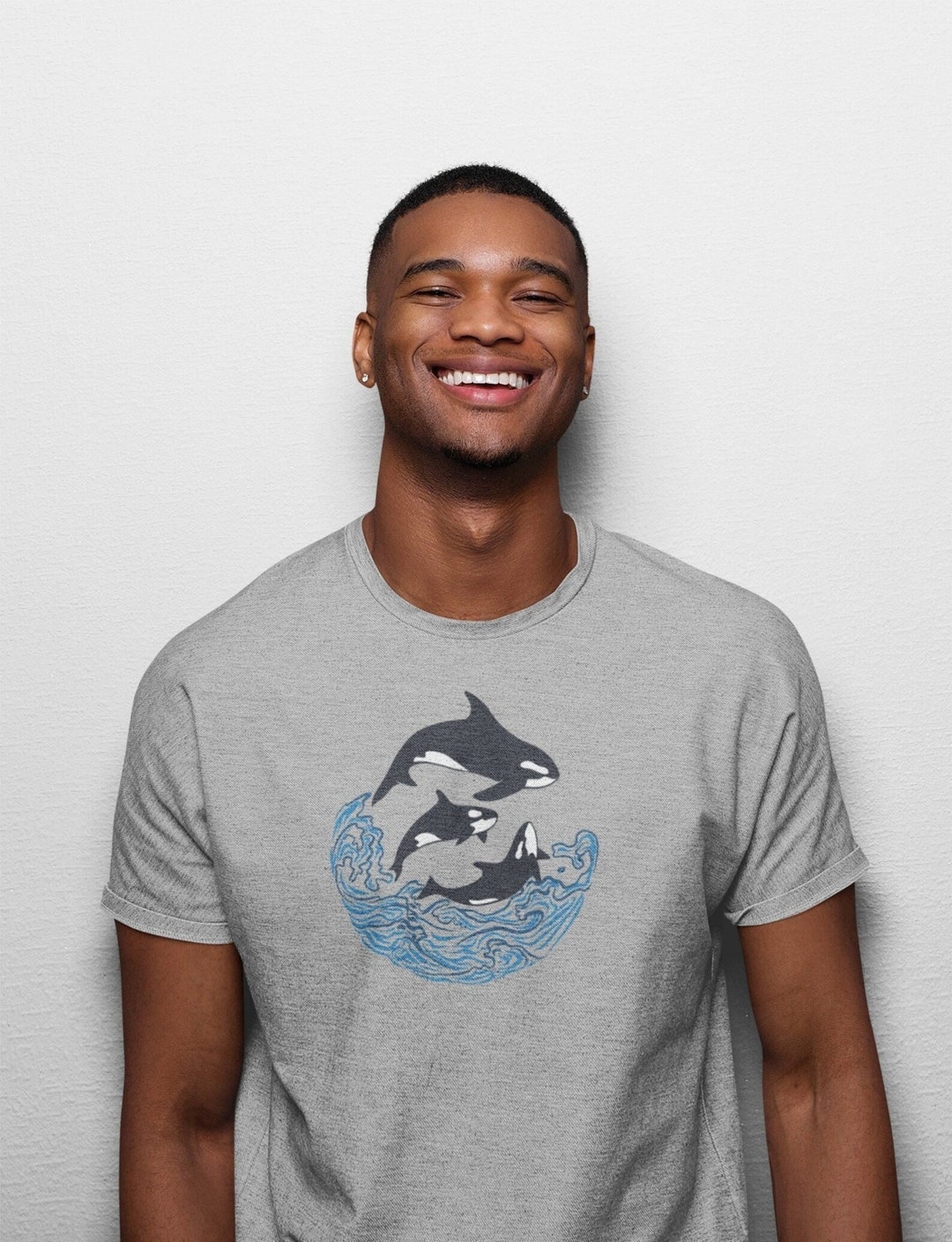 Orca T-shirt Man Ocean Fish Print Shirt Men Whale Sea Animals Graphic ...