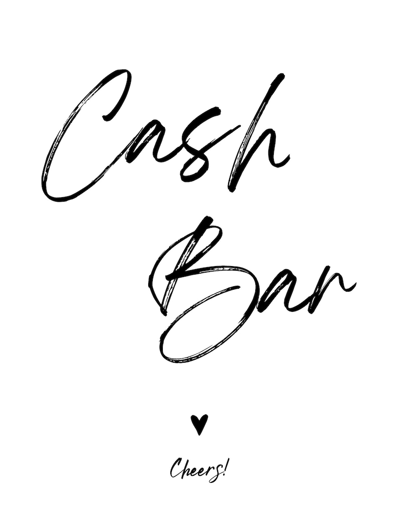 Cash Bar Sign | Minimalist Cash Bar Sign | Cash Bar Sign Printable ...