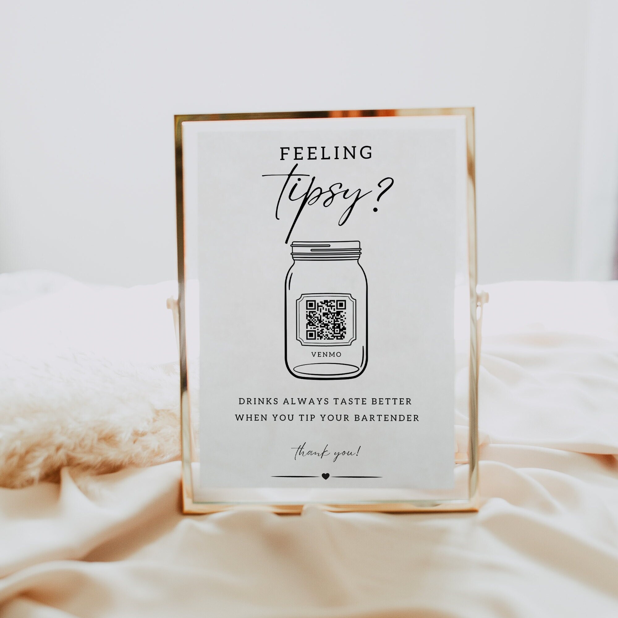 Feeling Tipsy QR Code Sign | Tip Your Bartender | Tip Jar Sign | Venmo ...