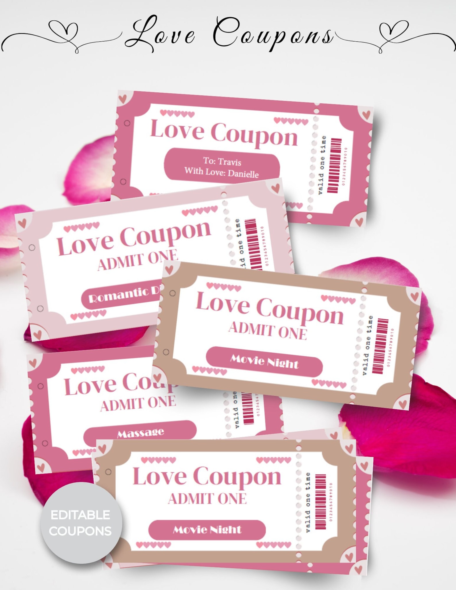 Customizable Love Coupon Book Printable Coupon Book - Etsy