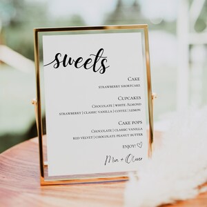 Dessert Menu Sign | Sweets Menu | Dessert Bar Sign | Printable Wedding ...