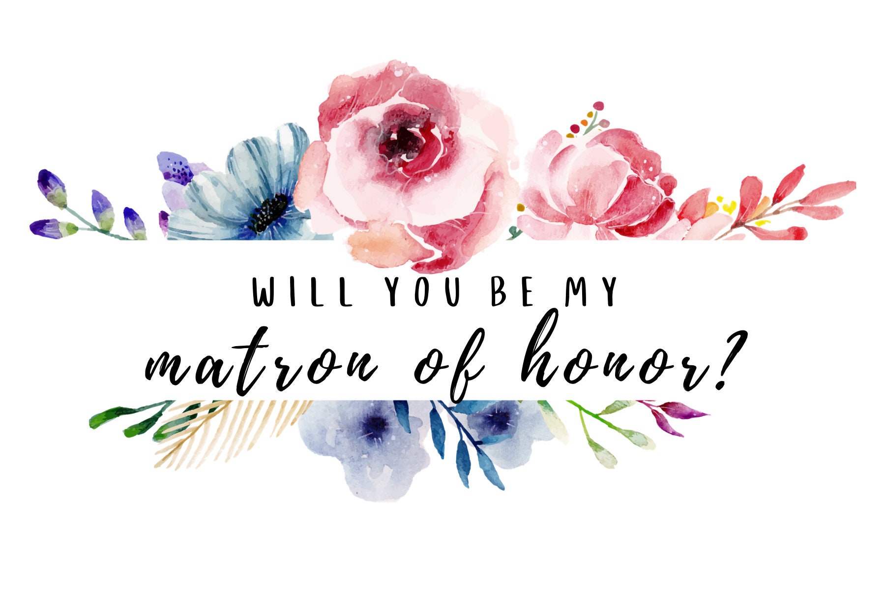 Matron of Honor Proposal Card Template Will You Be My Matron - Etsy