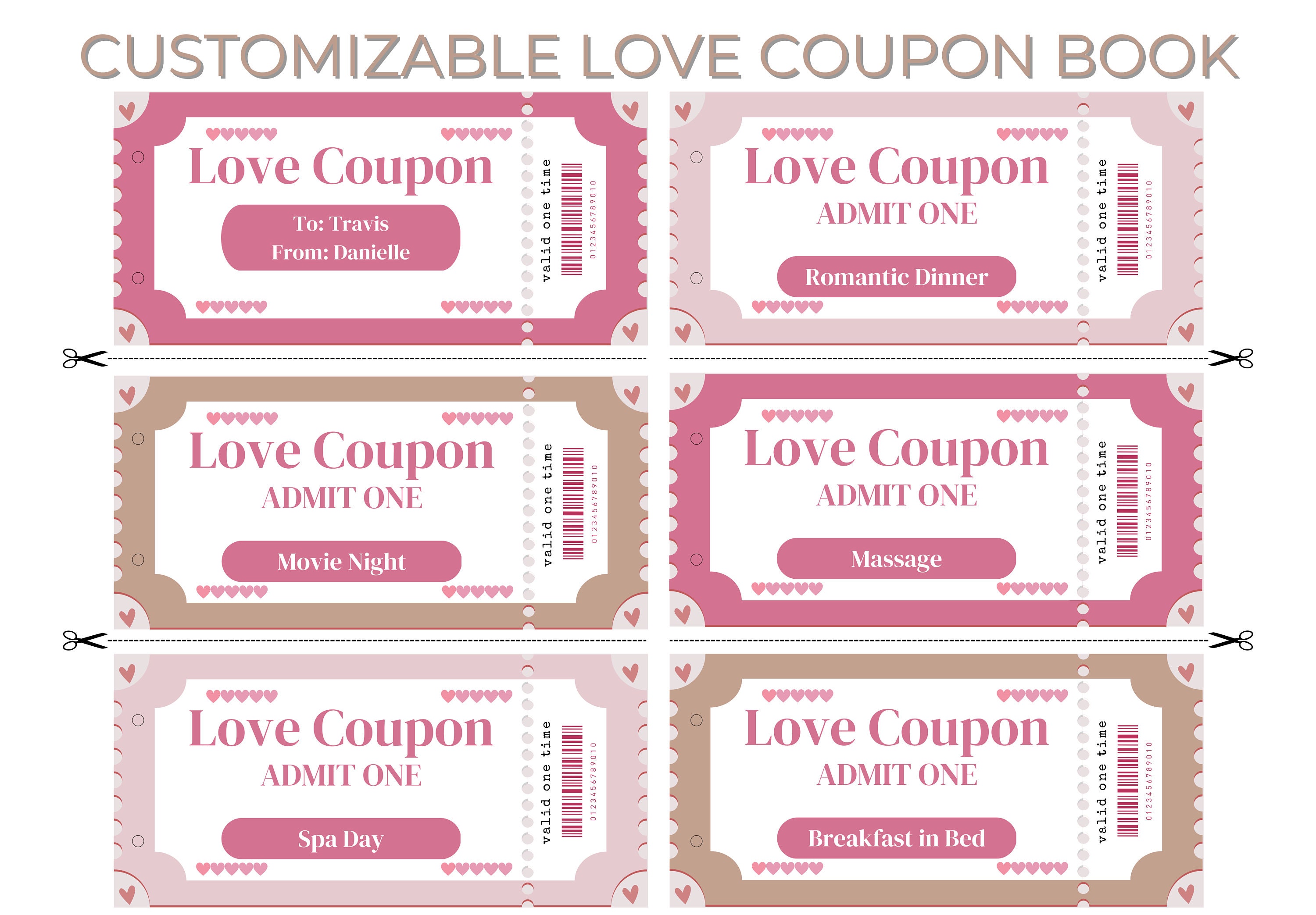 Customizable Love Coupon Book Printable Coupon Book Last Minute Gift ...