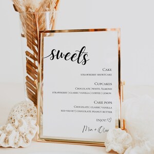 Dessert Menu Sign | Sweets Menu | Dessert Bar Sign | Printable Wedding ...
