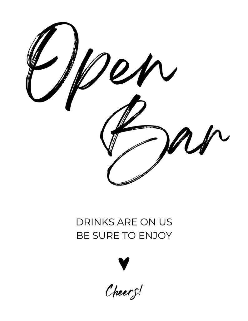 Open Bar Sign Minimalist Open Bar Sign Open Bar Wedding Sign Open Bar ...