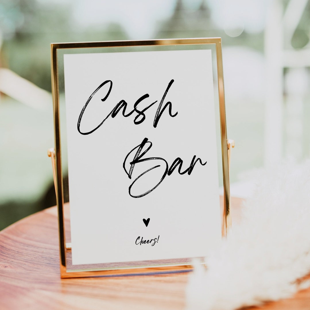 Cash Bar Sign | Minimalist Cash Bar Sign | Cash Bar Sign Printable ...