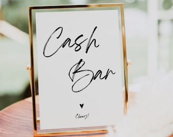 Cash Bar Sign | Minimalist Cash Bar Sign | Cash Bar Sign Printable ...