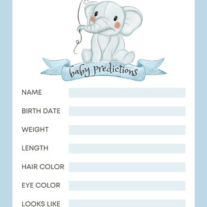 Baby Predictions Card | Baby Guesses Card | Baby Shower Game | Gender ...