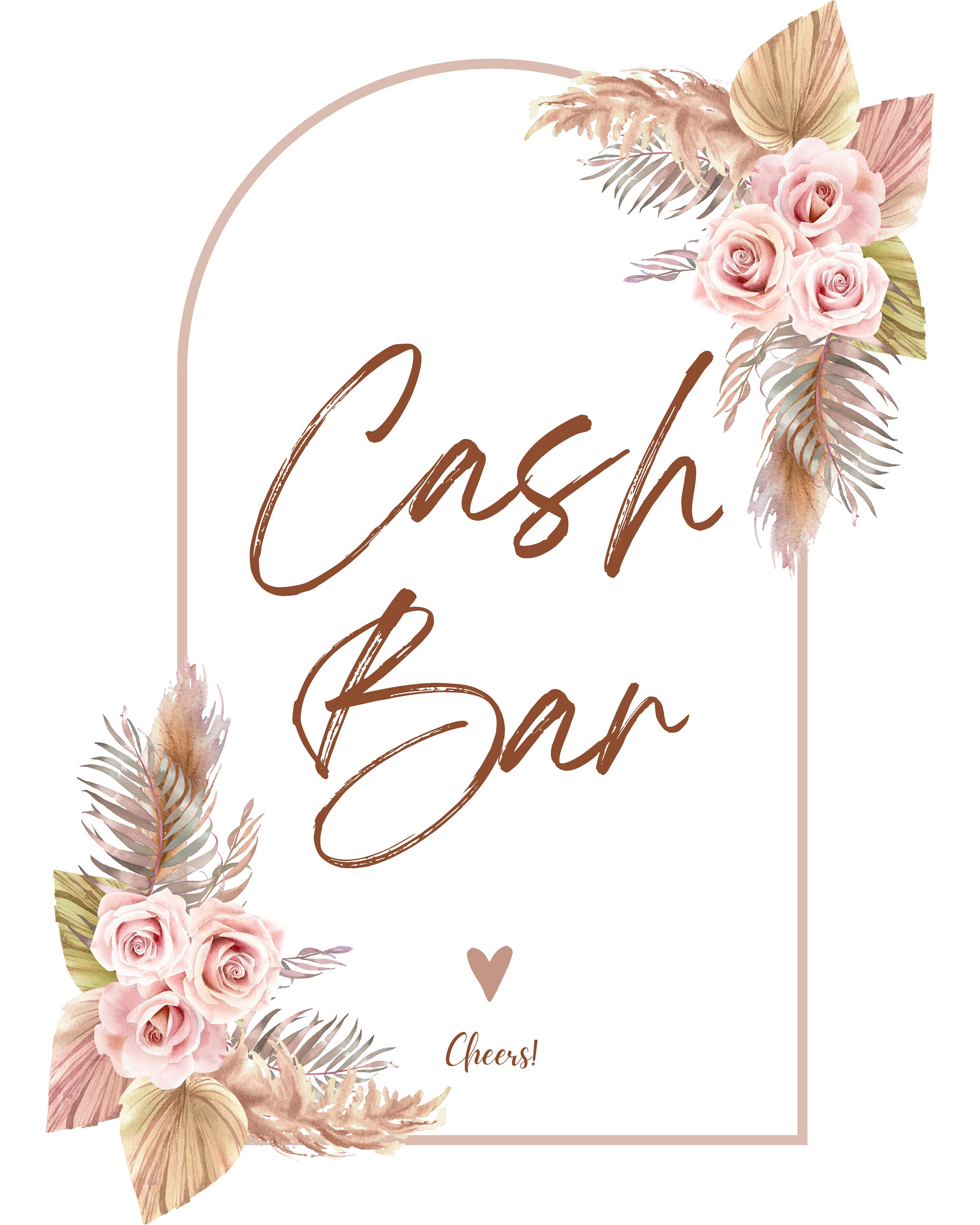 Cash Bar Sign | Minimalist Cash Bar Sign | Cash Bar Sign Printable ...