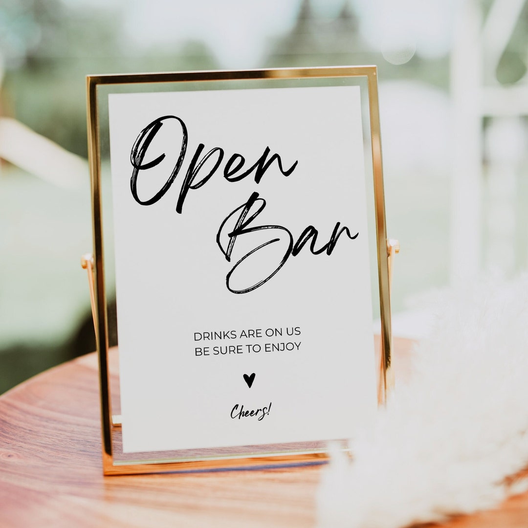Open Bar Sign Minimalist Open Bar Sign Open Bar Wedding - Etsy