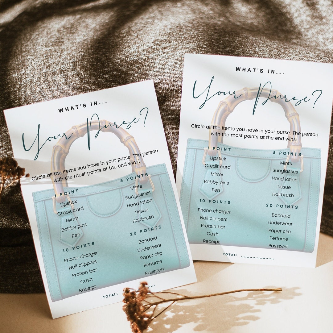 What's in Your Purse Bridal Shower Game | Printable (PDF) - Etsy