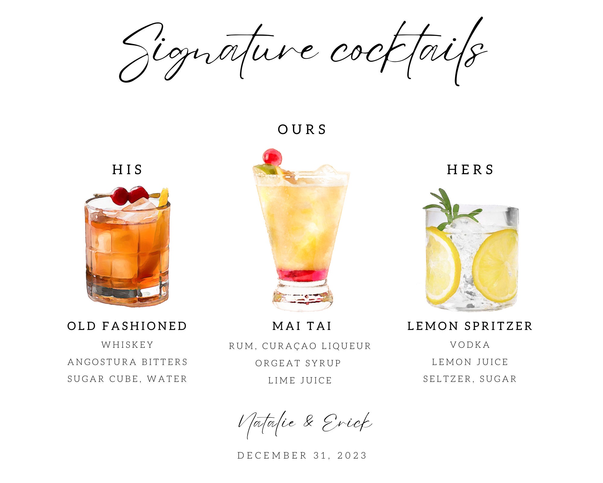 Signature Drinks Sign Template Signature Cocktail Sign - Etsy