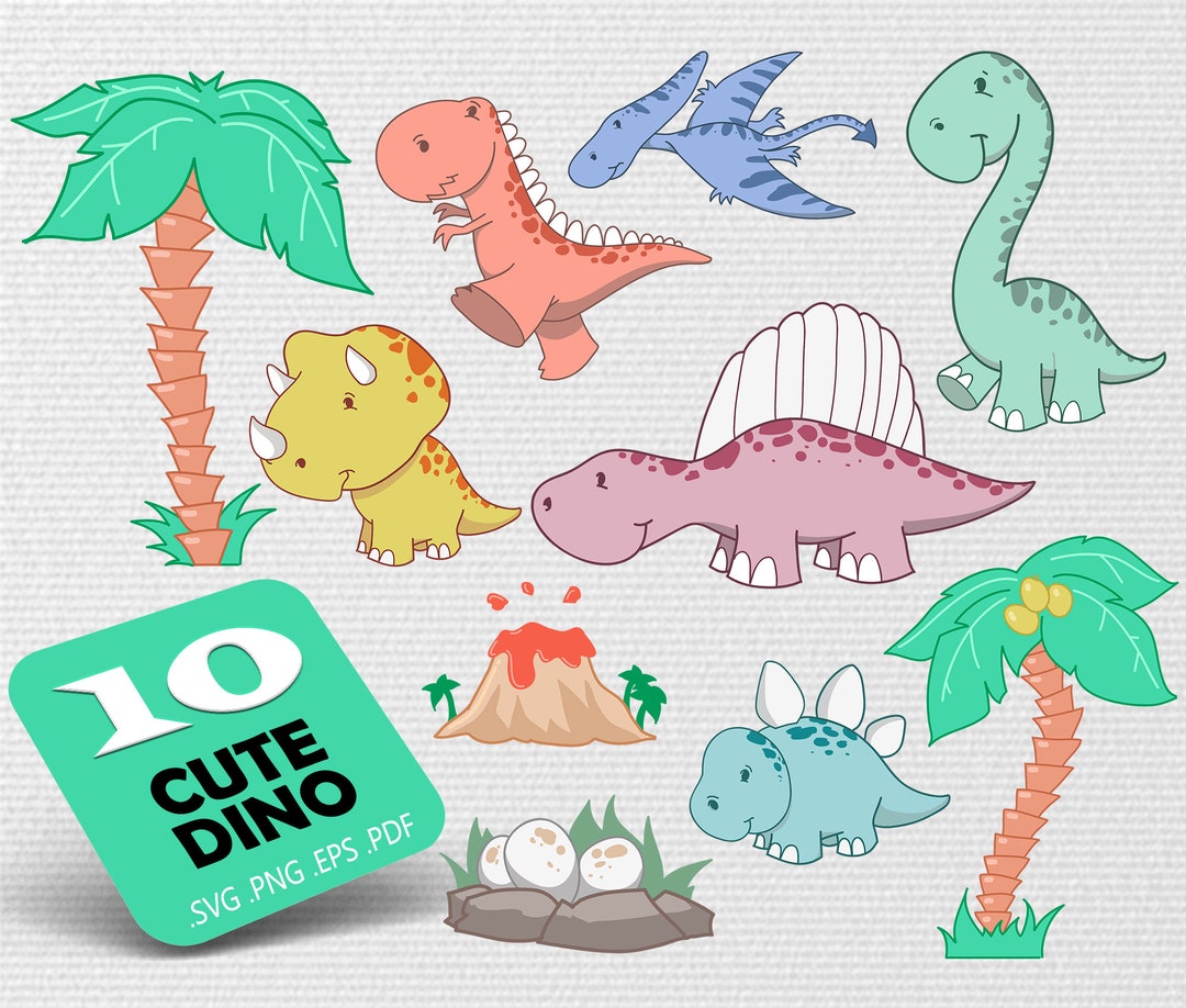 Cute Dino Svg,dinosaurs Clipart Collection, Dino Clipart, Jurassic ...
