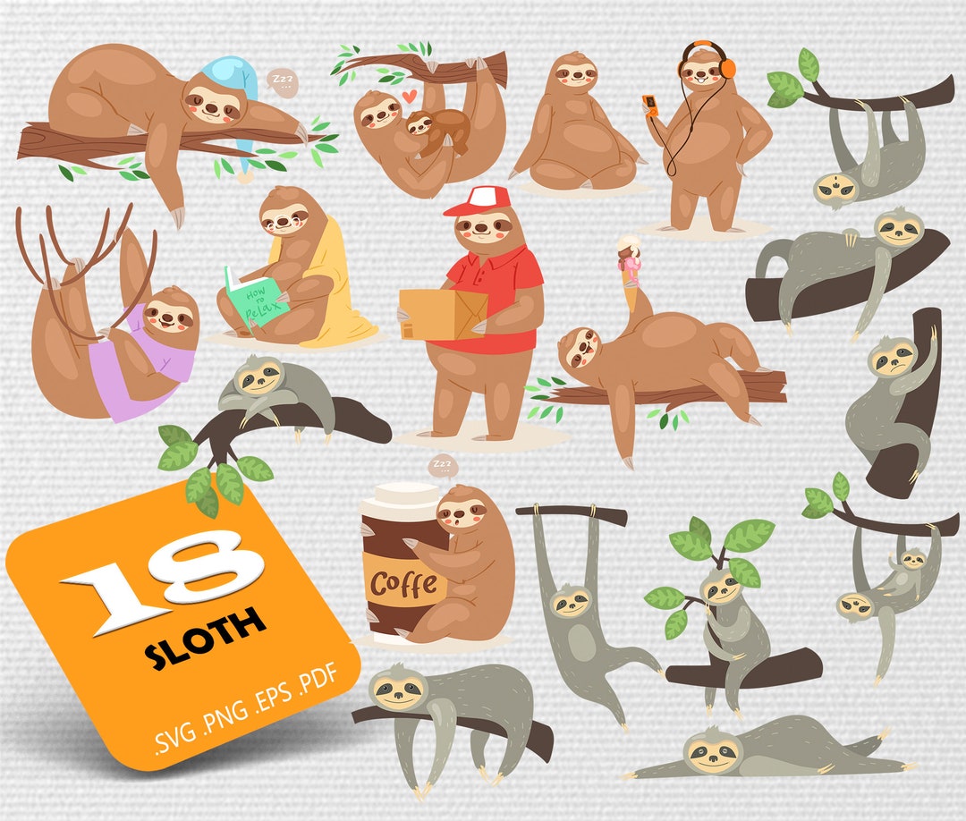 Sloth Svg, Sloth Svg Bundle, Sloth Clipart, Lazy Sloth Svg, Sloth Shirt ...