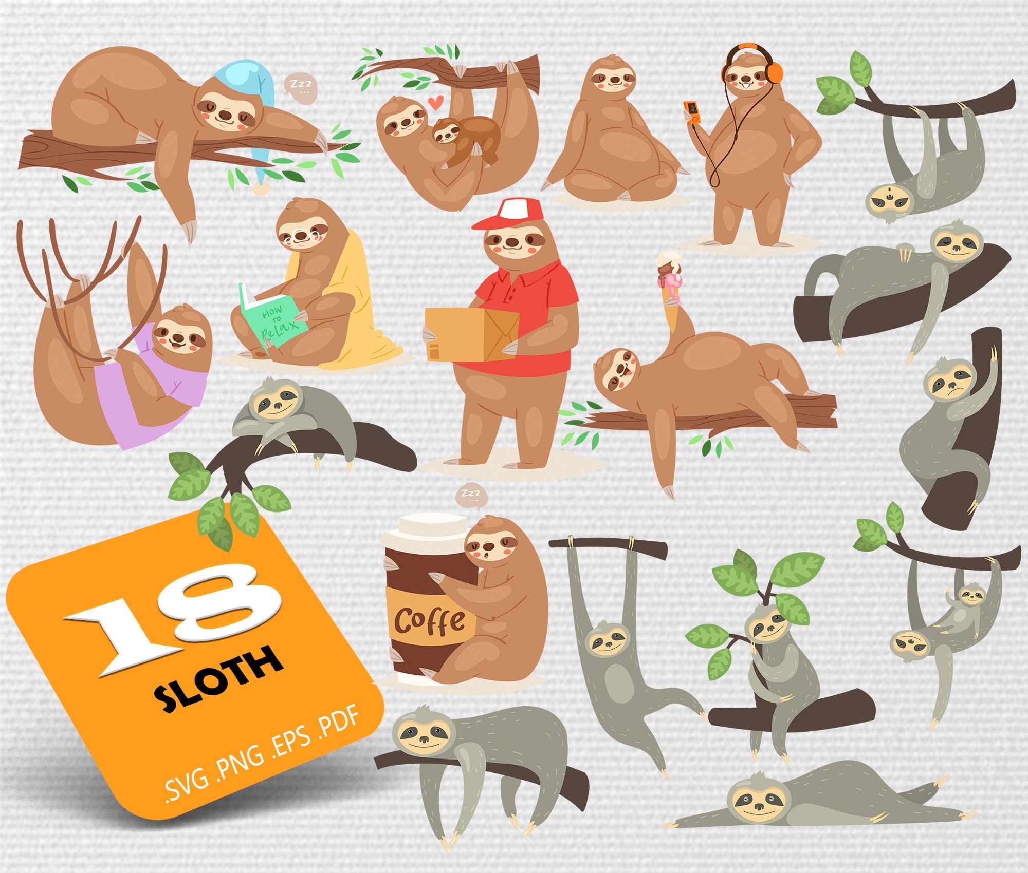 Sloth Svg, Sloth Svg Bundle, Sloth Clipart, Lazy Sloth Svg, Sloth Shirt ...