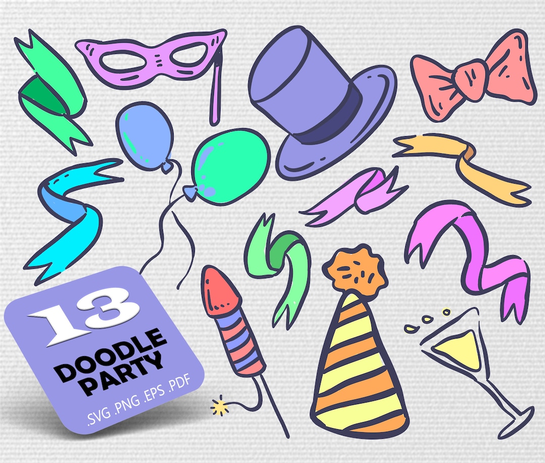 Doodle Party Svg,party SVG, Party Hats File,party Hats Clipart,party ...