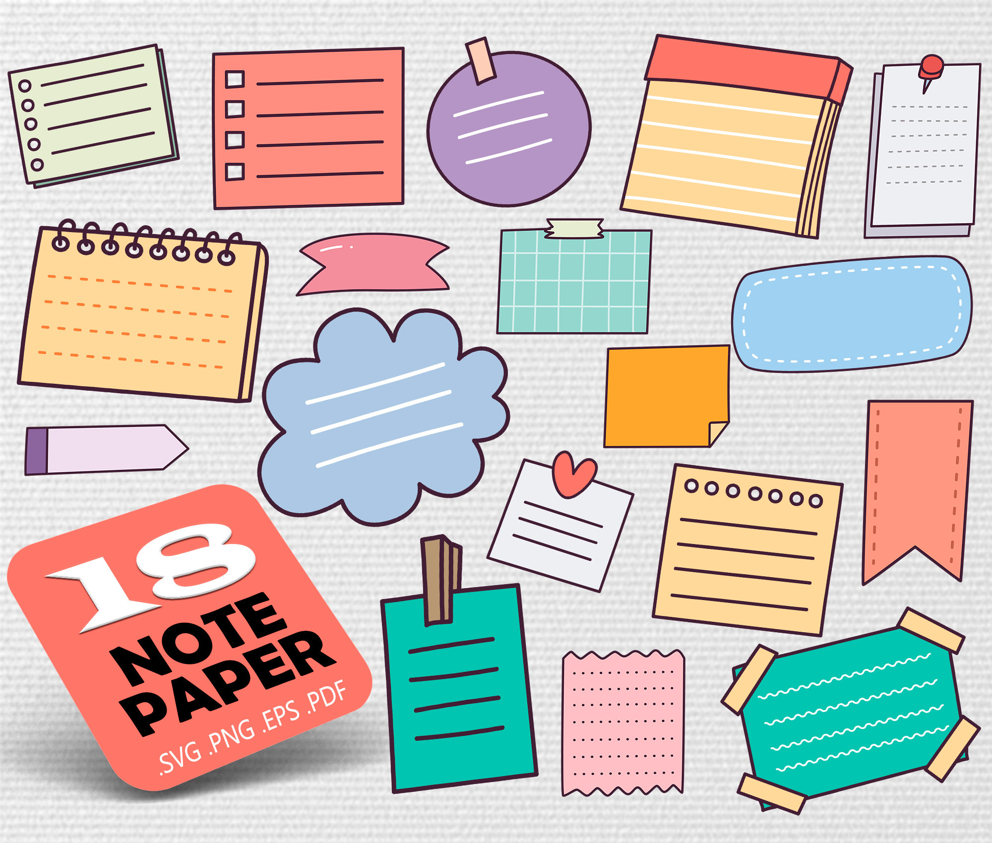 Note Paper Svg,note SVG Bundle, Note SVG, Note Clipart, Note Files for ...