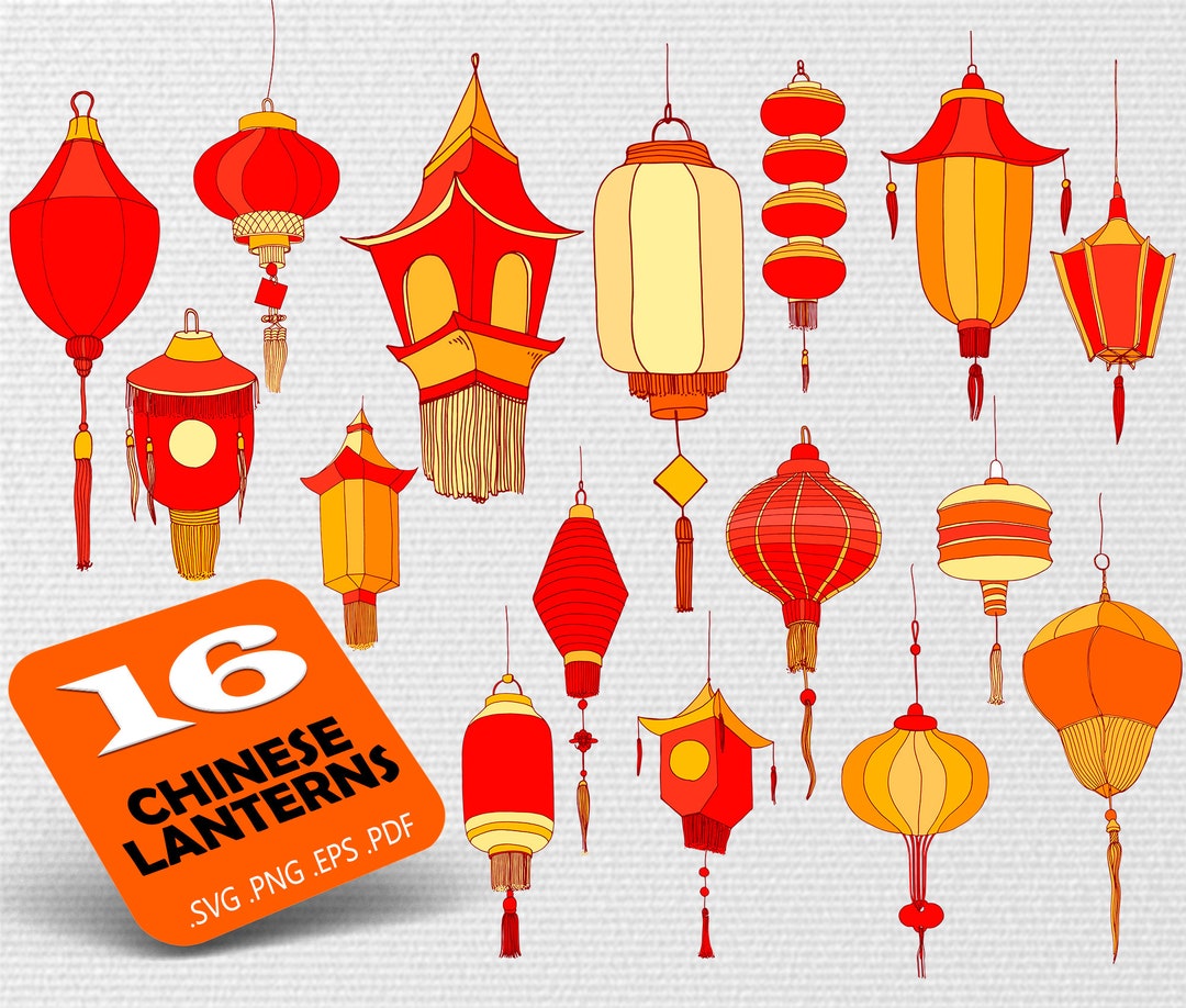 Chinese Paper Lanterns Svg,red and Gold Lanterns, Chinese New Year ...