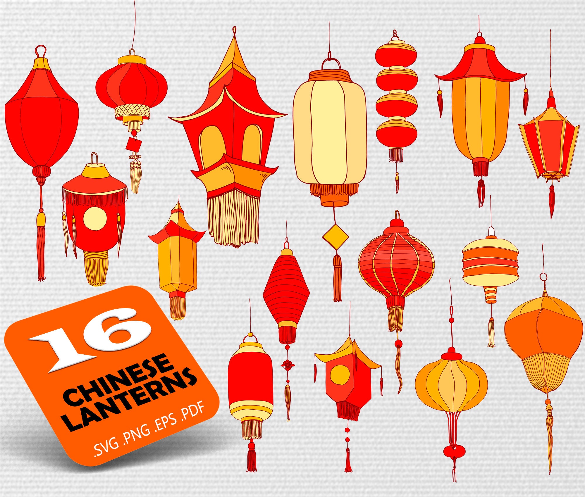 Chinese Paper Lanterns Svg,red and Gold Lanterns, Chinese New Year ...