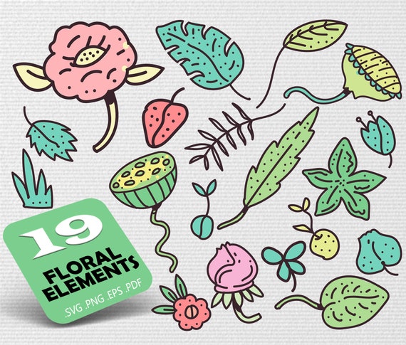 Floral Elements Svgflower Svgflower Svg Files Flower Print | Etsy