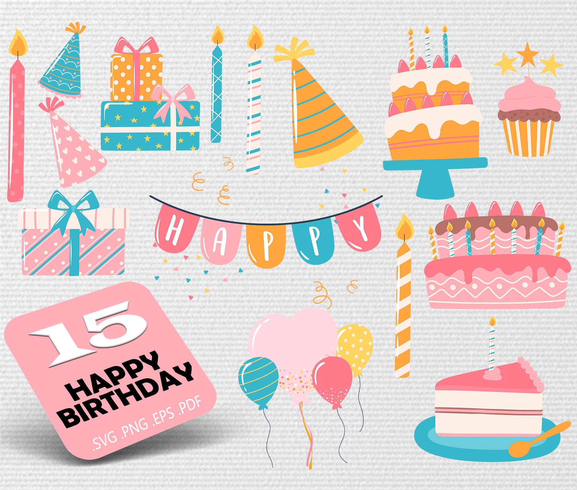 Happy Birthday SVG Files, Happy Birthday SVG Bundle, Happy Birthday ...