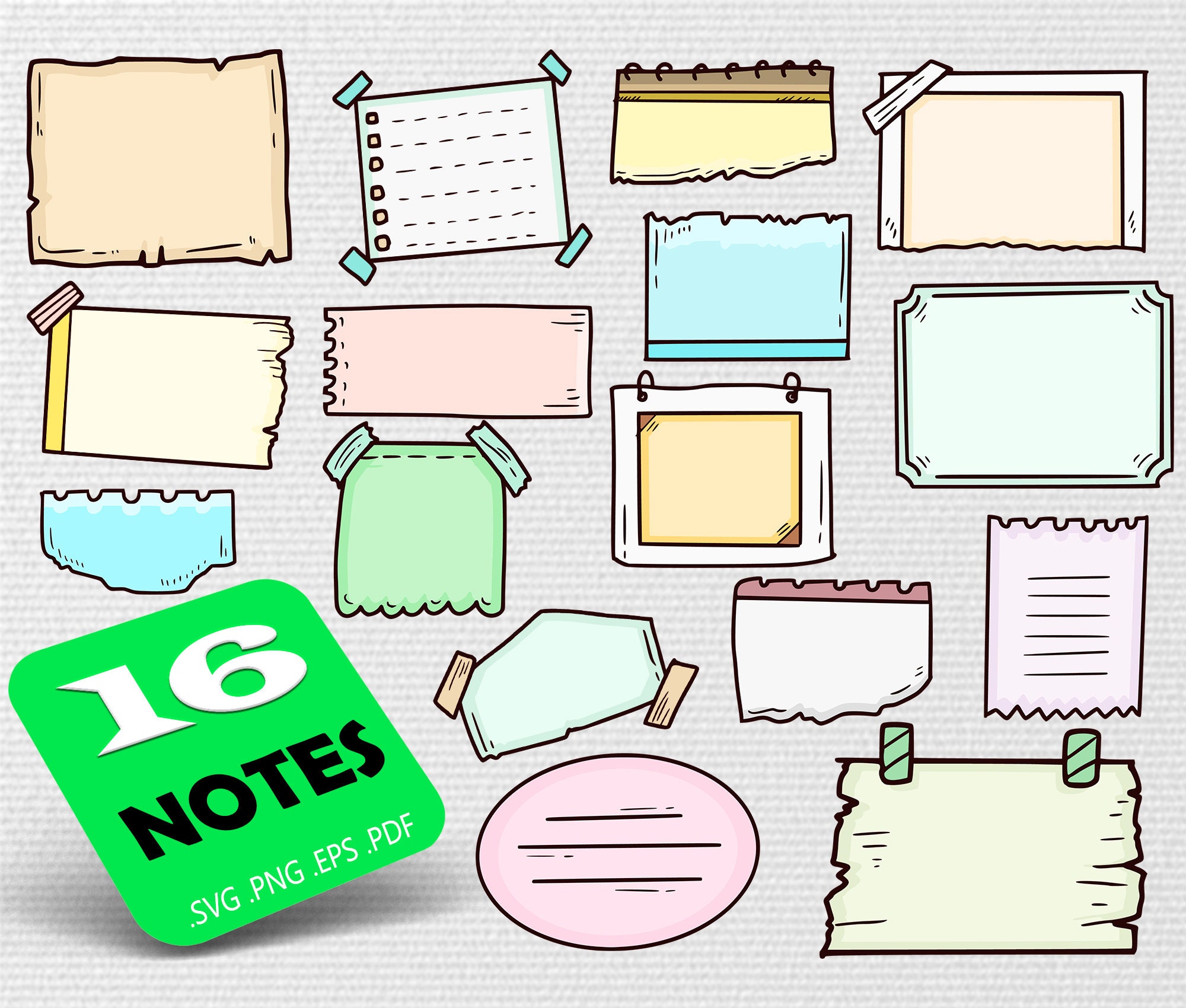 Notes Svg,note SVG Bundle, Note SVG, Note Clipart,note Vector, Sticky ...
